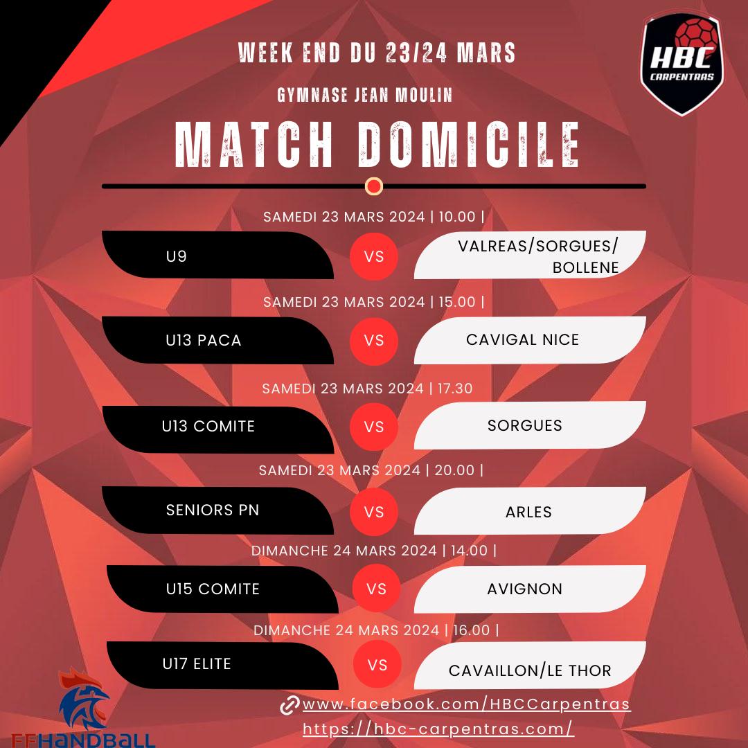 Match des 23 et 24 Mars 2024 – HBC Carpentras
